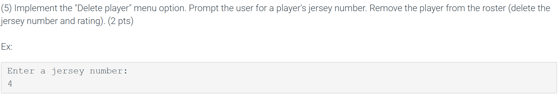 Solved (4) Implement the "Add player" menu option. Prompt | Chegg.com
