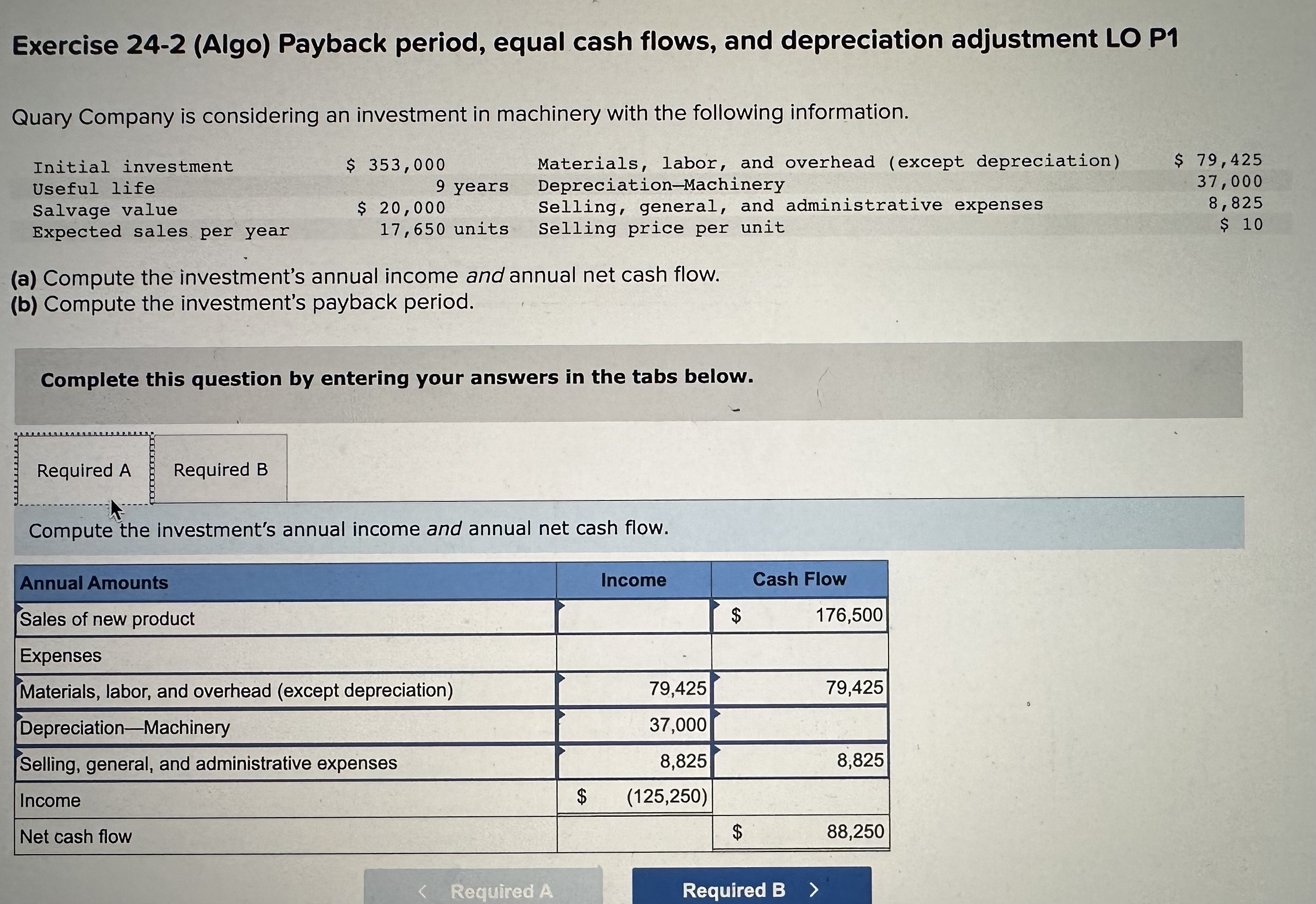Solved Exercise 24-2 (Algo) Payback period, equal cash | Chegg.com