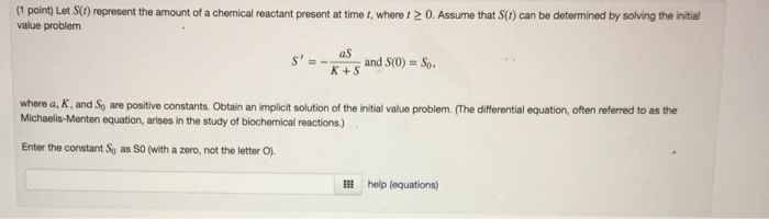 Solved Let S(t) represent the amount of a chemical reactant | Chegg.com
