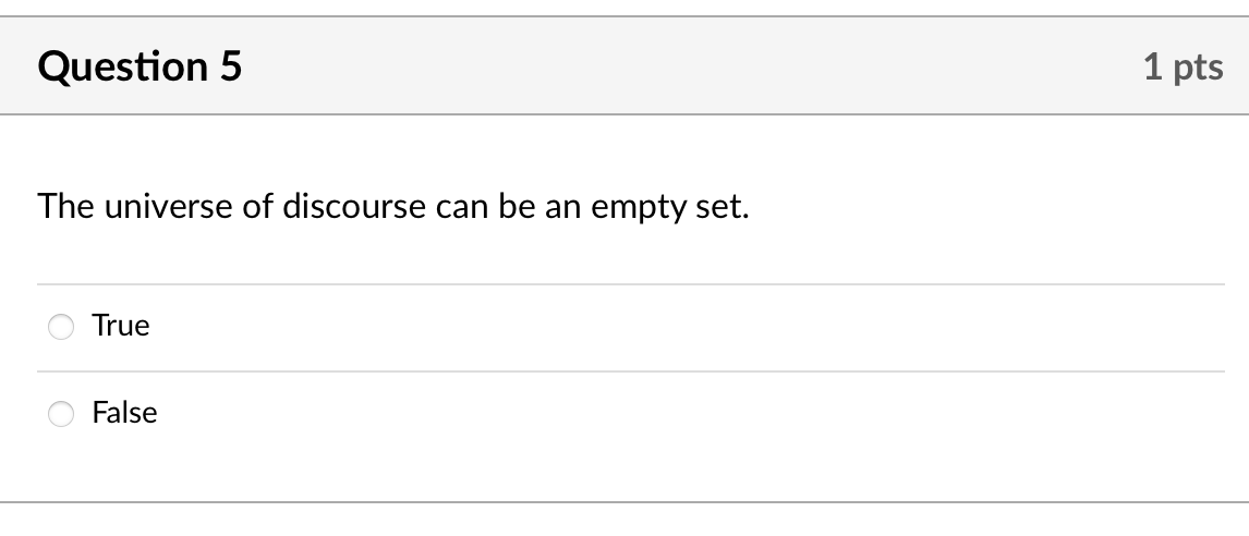 Solved Question 5The universe of discourse can be an empty | Chegg.com