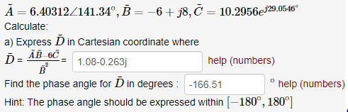 Solved Ā=6.40312Z141.34", B = +6+j8, Č = 10.2956e)29.0546° | Chegg.com