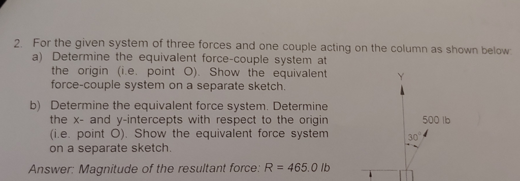 Solved For the given system of three forces and one couple | Chegg.com
