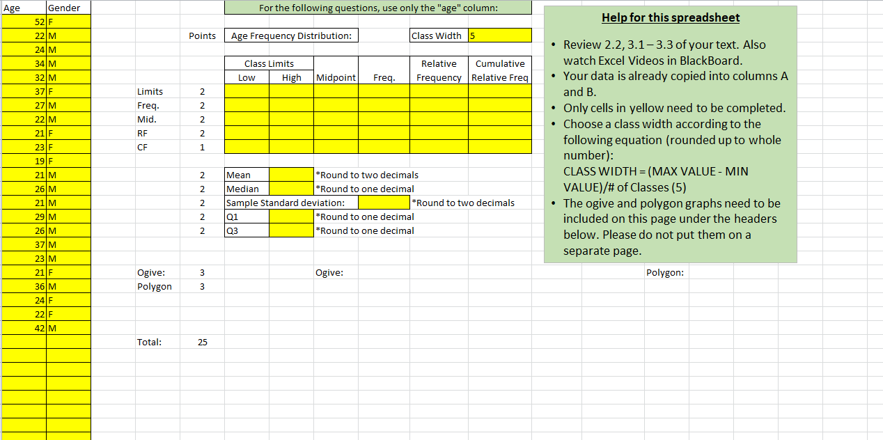 Solved You will submit the Excel sheet with the following | Chegg.com