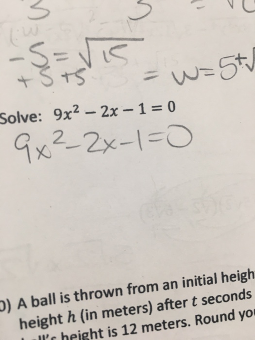 Solved Solve: 9x^2 - 2x - 1 = 0 | Chegg.com