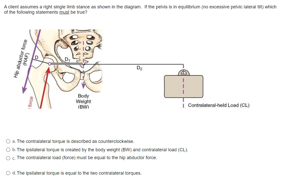 Solved A client assumes a right single limb stance as shown | Chegg.com