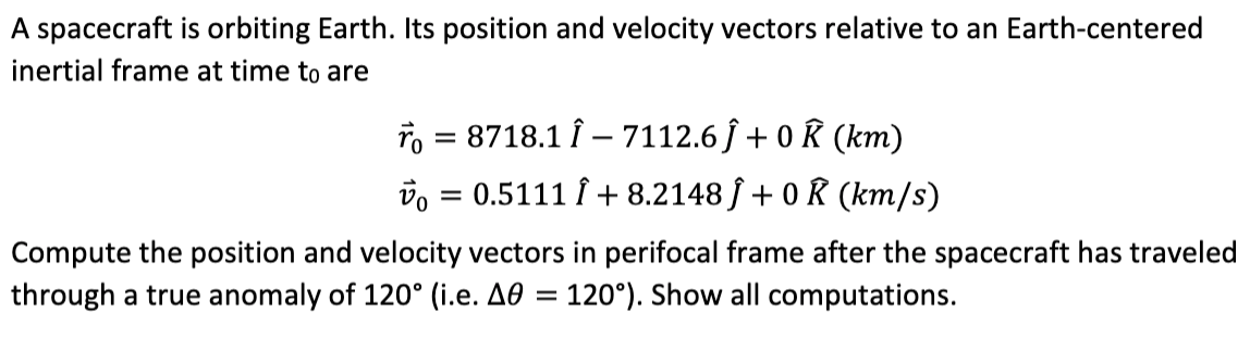 Solved A spacecraft is orbiting Earth. Its position and | Chegg.com