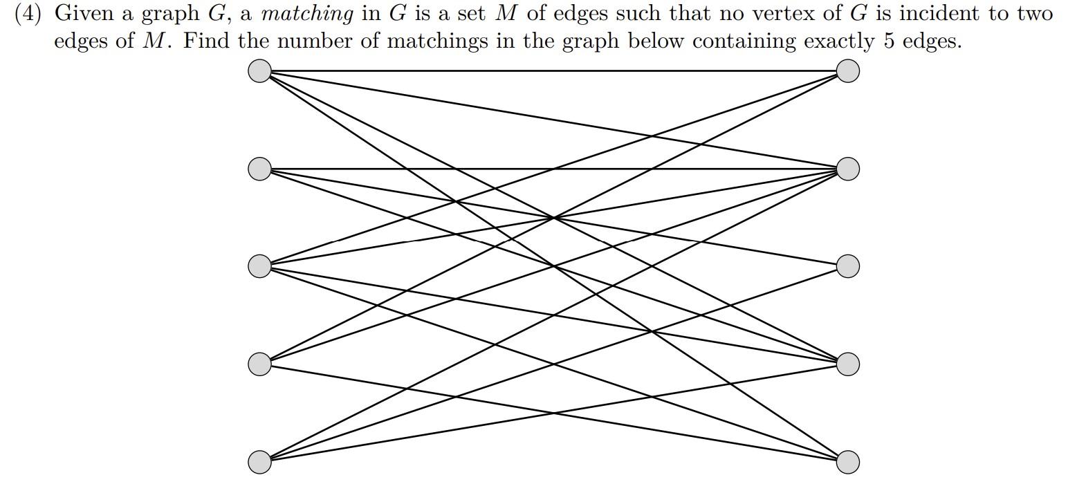 Solved (4) Given a graph G, a matching in G is a set M of | Chegg.com