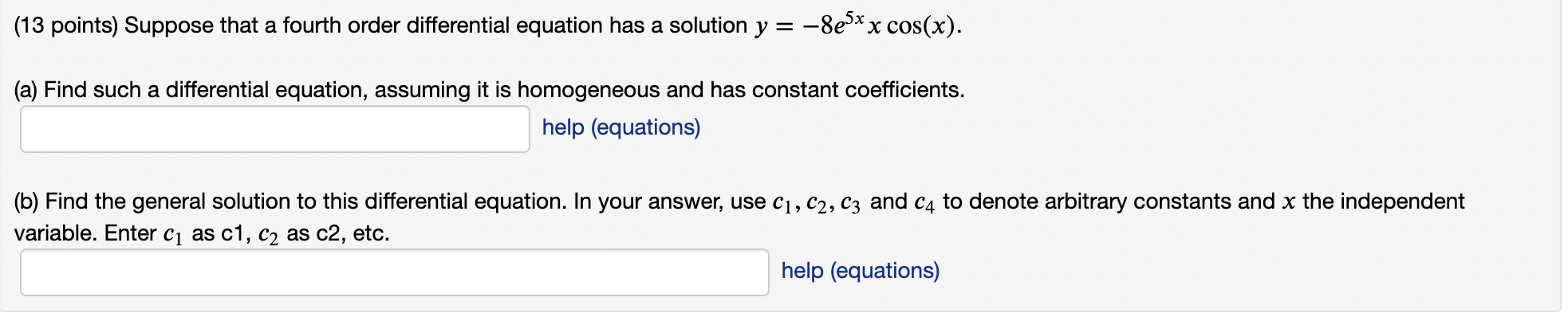 Solved 13 Points Suppose That A Fourth Order Differential