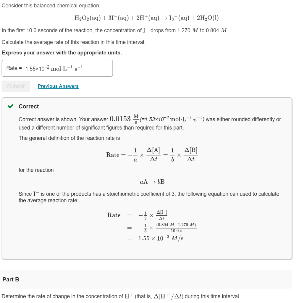 Solved Consider this balanced chemical equation: H2O2 (aq) | Chegg.com