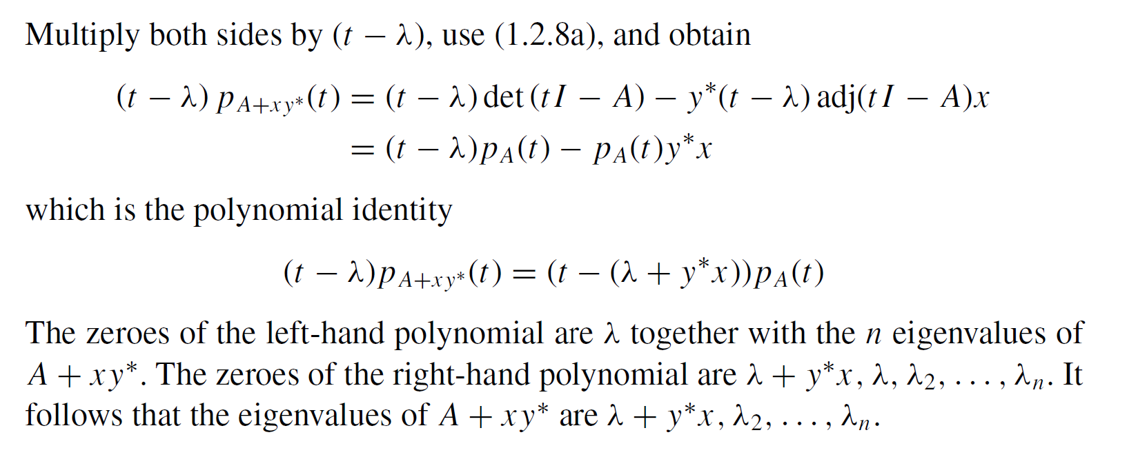 Solved Exercise. Use (1.2.18) to explain why the algebraic | Chegg.com