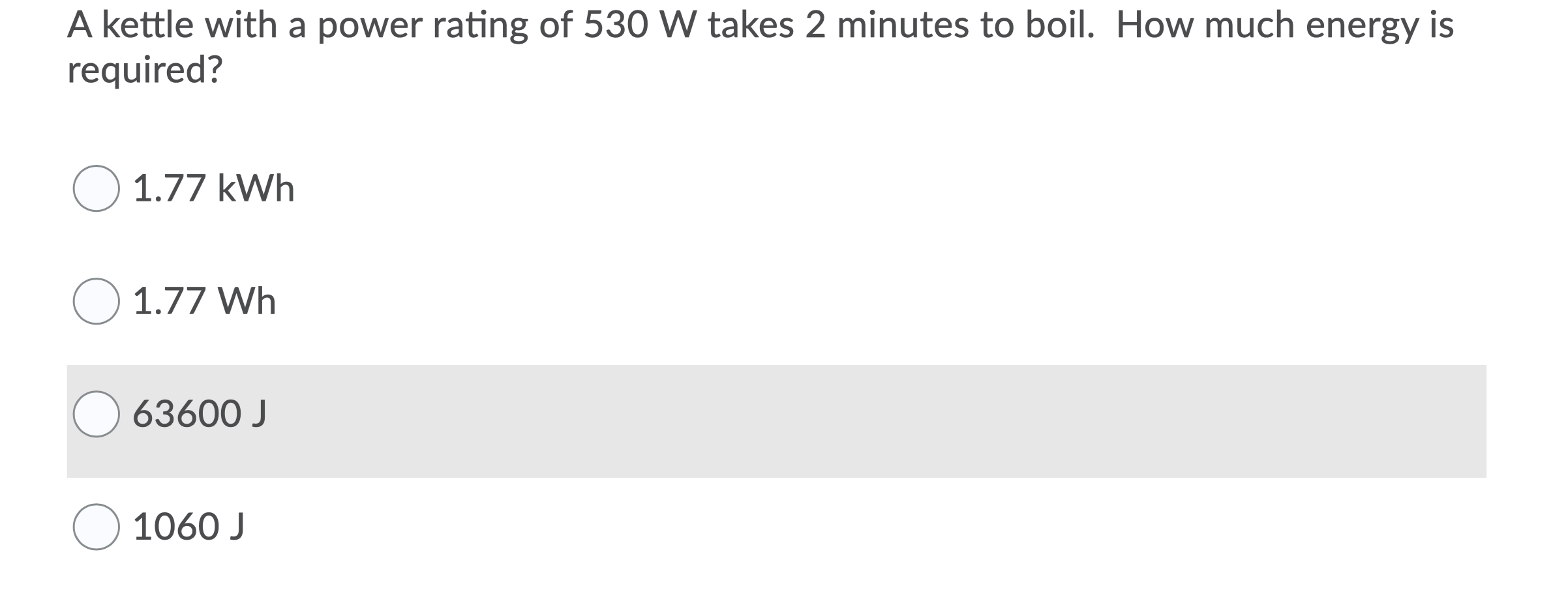 Solved A kettle with a power rating of 530 W takes 2 minutes | Chegg.com