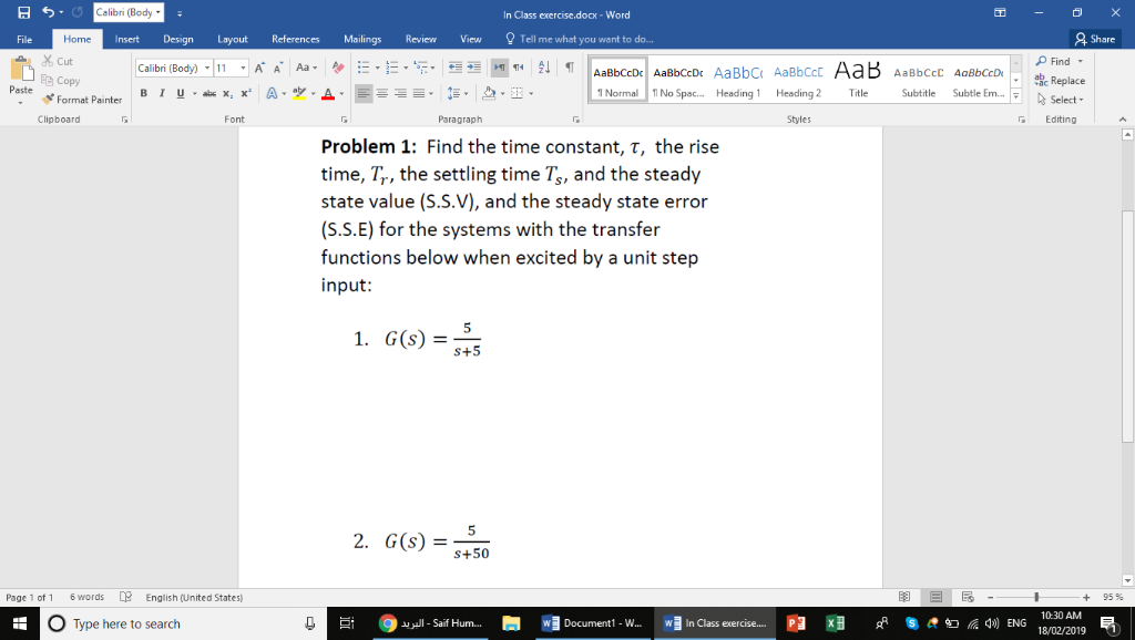 Solved Calibri (Body In Class exercise.docK-Word File Insert | Chegg.com