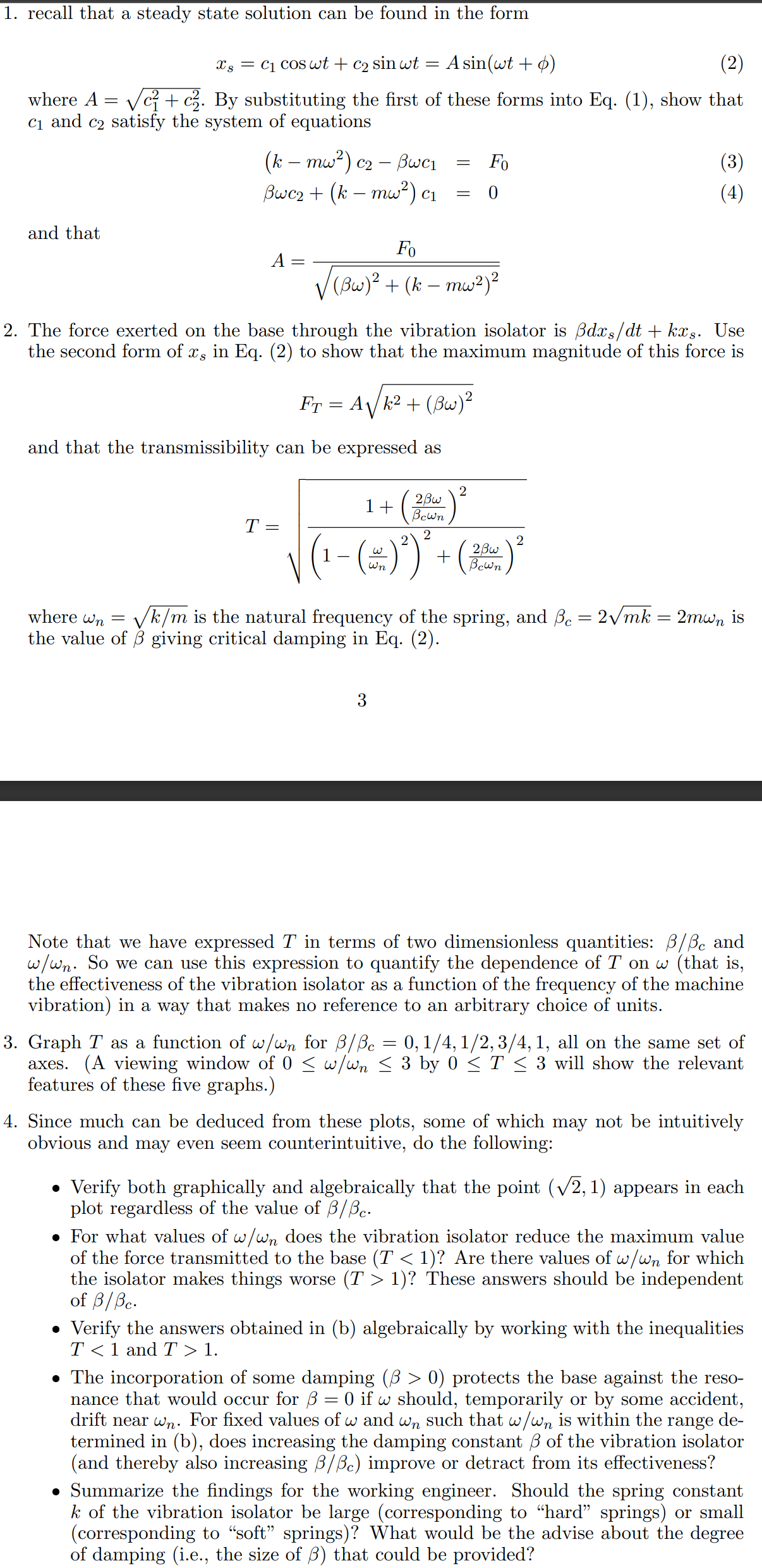 Solved 1. recall that a steady state solution can be found | Chegg.com