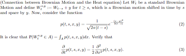 Solved (Connection between Brownian Motion and the Heat | Chegg.com