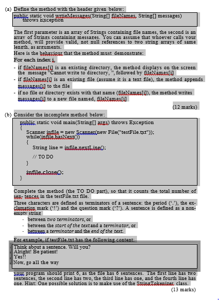 Solved (a) Define the method with the header given below: | Chegg.com