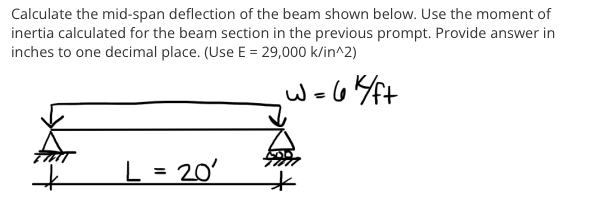 Solved Calculate The Mid Span Deflection Of The Beam Shown