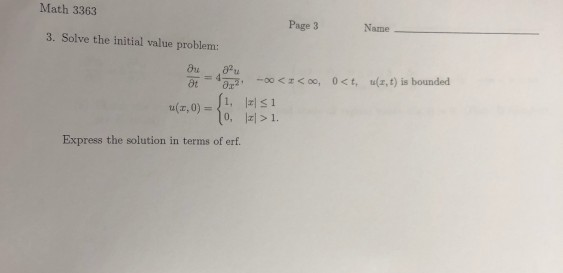 Solved Math 3363 Page 3 Name 3. Solve the initial value | Chegg.com