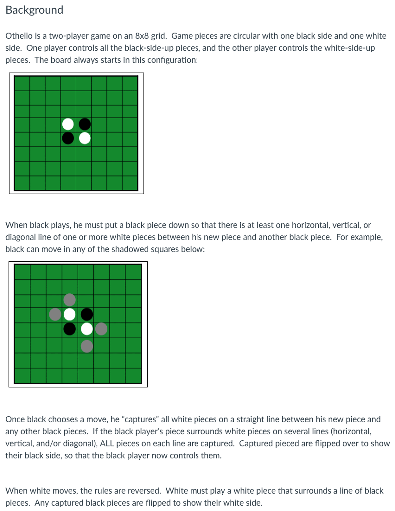 Solved Background Othello is a two-player game on an 8x8 | Chegg.com