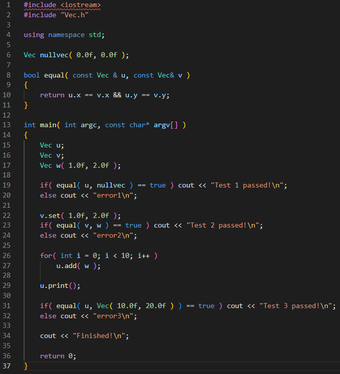 Solved Vector Class Please supply the "Vec.h" code in | Chegg.com