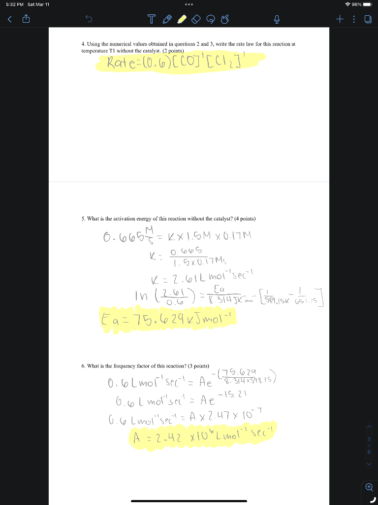 PLEASE HELP WITH CHEM PROJECT SHOW WORK, QUESTIONS | Chegg.com