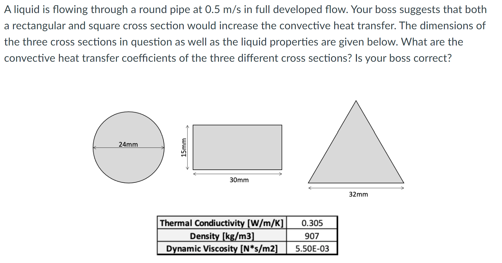 Solved A liquid is flowing through a round pipe at 0.5 m/s | Chegg.com