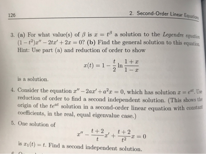 Solved 2. Second-Order Linear Equations 126 3, (a) For what | Chegg.com