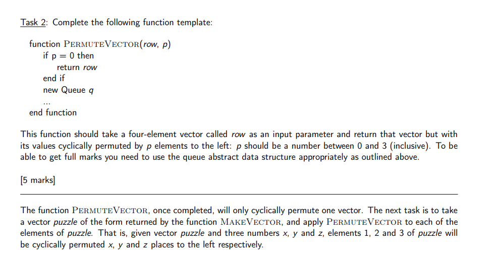 Solved Task 2: Complete the following function template: | Chegg.com
