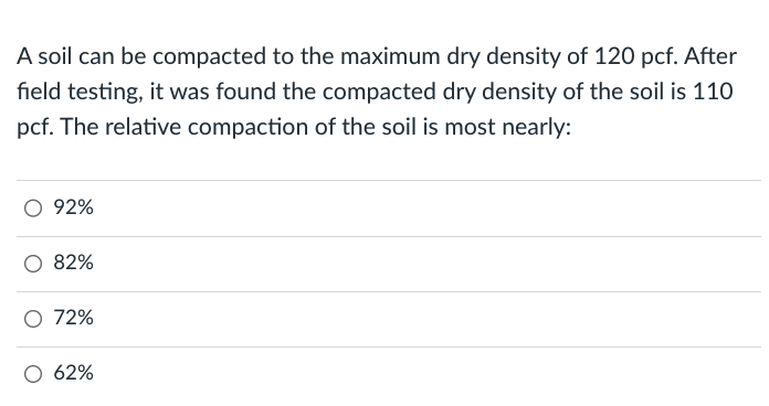 Solved A soil can be compacted to the maximum dry density of | Chegg.com