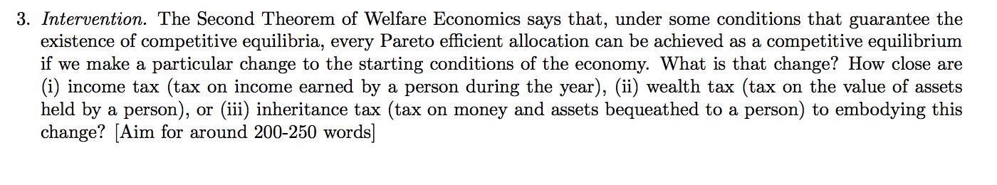 The Second Theorem of Welfare Economics says that, | Chegg.com