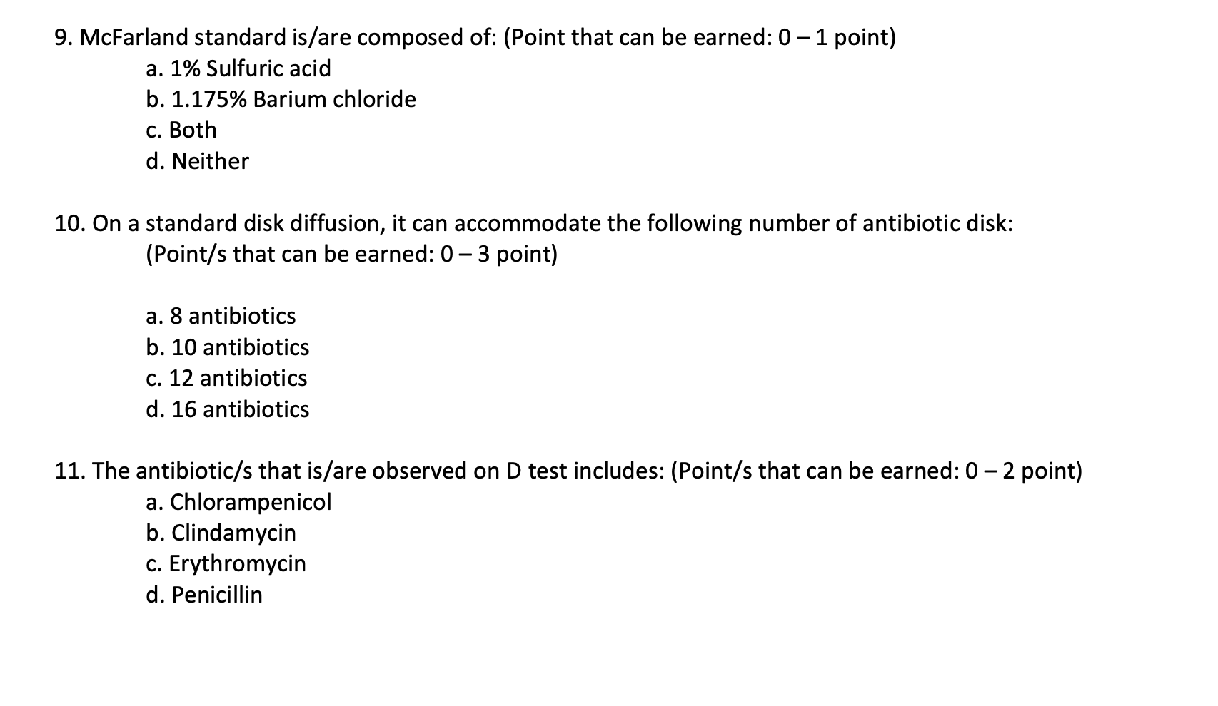 Solved 9. McFarland standard is/are composed of: (Point that | Chegg.com