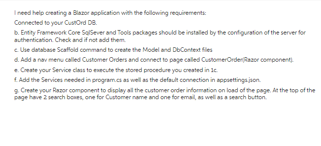 Solved I need help creating a Blazor application with the | Chegg.com