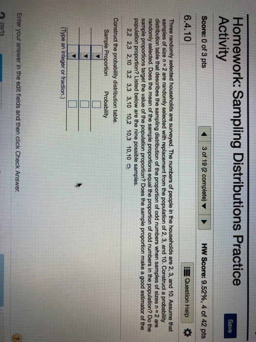 Solved Homework: Sampling Distributions Practice Activity | Chegg.com