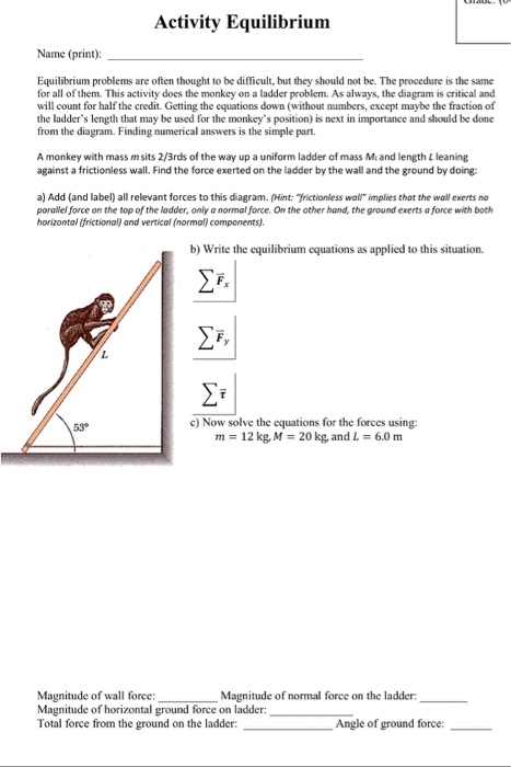 Solved Activity Equilibrium Name (print) Equilibrium | Chegg.com