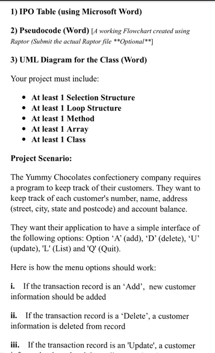 Solved 1) IPO Table (using Microsoft Word) 2) Pseudocode | Chegg.com