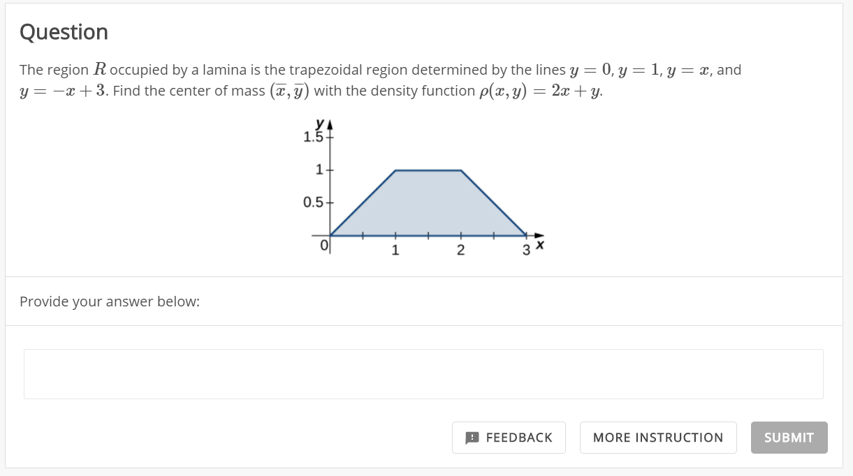 Solved Question The region R occupied by a lamina is the | Chegg.com
