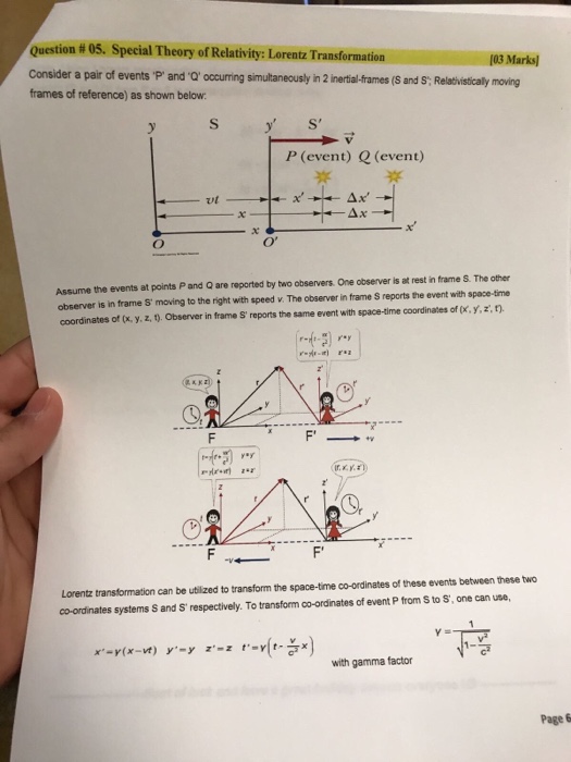 Solved Question fi 05. Special Theory ofRelativity: Lorentz | Chegg.com