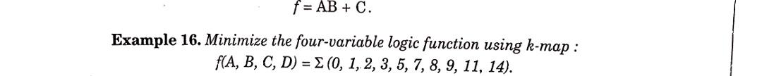 Solved f = AB + C. Example 16. Minimize the four-variable | Chegg.com