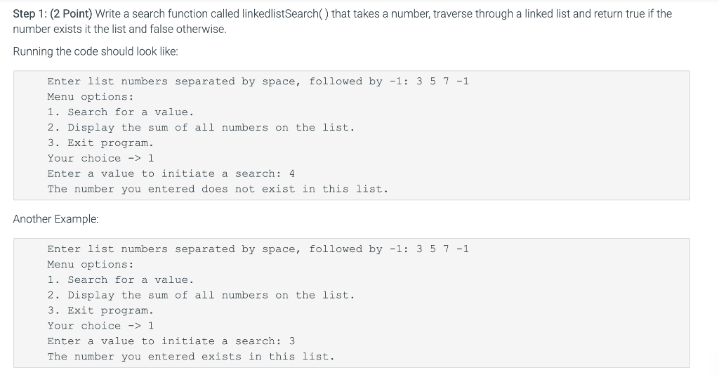 Solved Step 1: (2 Point) Write a search function called | Chegg.com