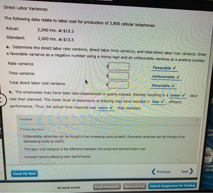 Solved Direct Labor Variances The following data relate to | Chegg.com