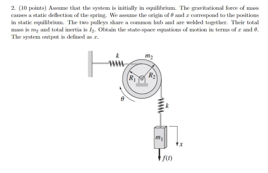 Solved 2. (10 points) Assume that the system is initially in | Chegg.com