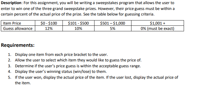 Solved Description: For this assignment, you will be writing | Chegg.com