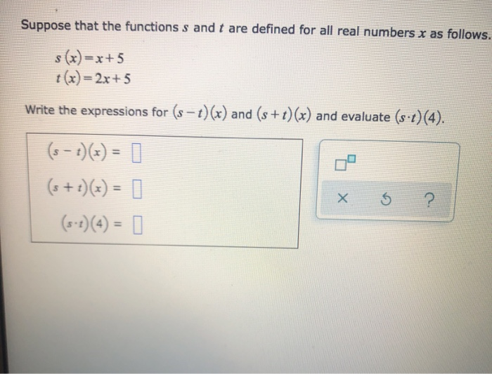 Solved Suppose that the functions s and t are defined for | Chegg.com