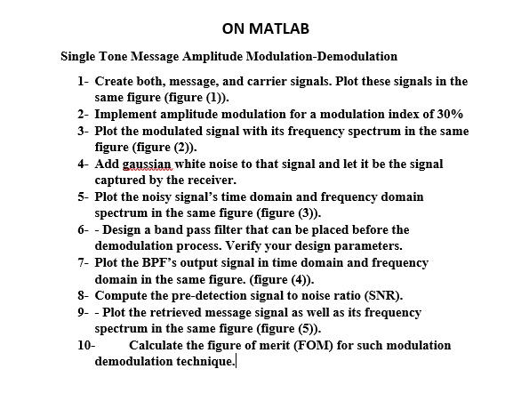 Solved ON MATLAB Single Tone Message Amplitude | Chegg.com