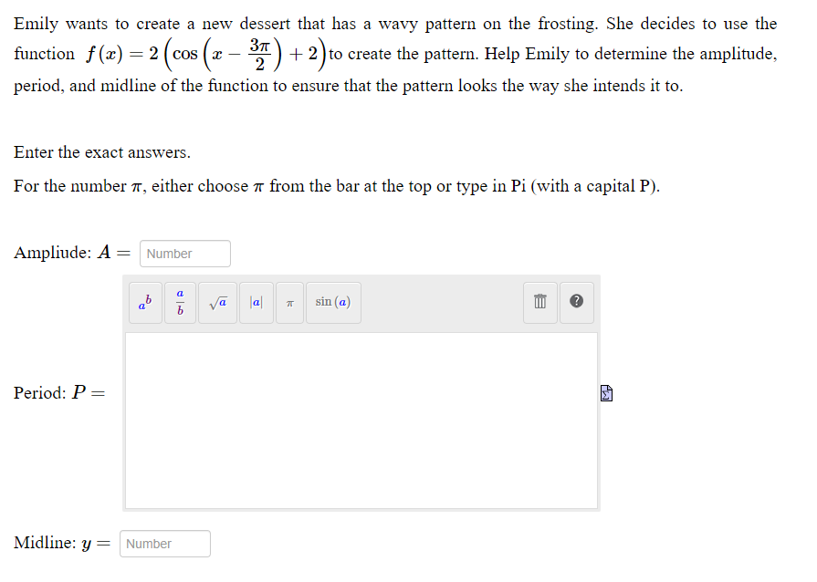 Solved Emily wants to create a new dessert that has a wavy | Chegg.com