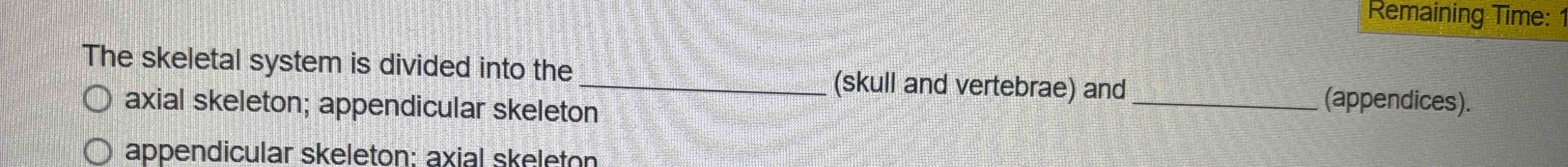 Solved The skeletal system is divided into theappendicular | Chegg.com