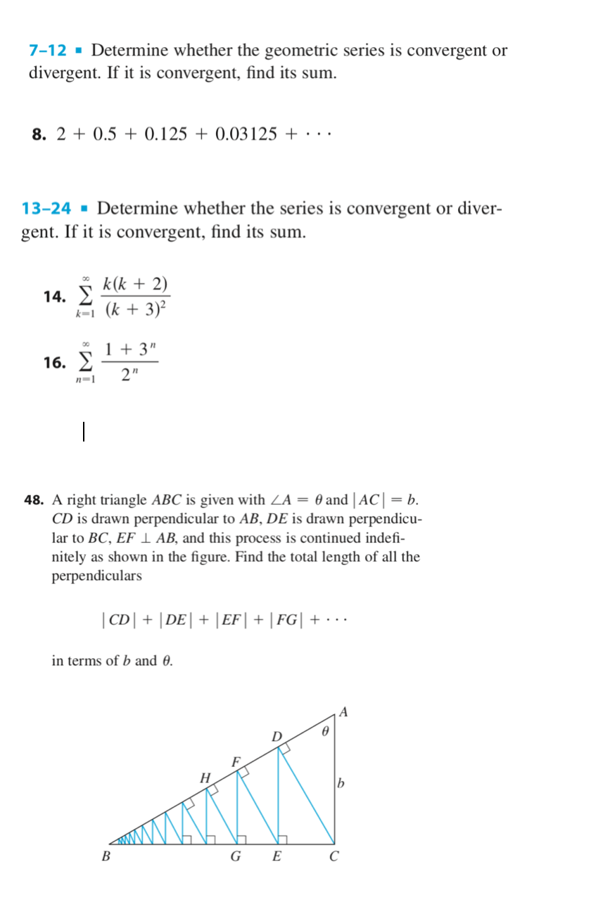 Solved 7-12 = Determine whether the geometric series is | Chegg.com
