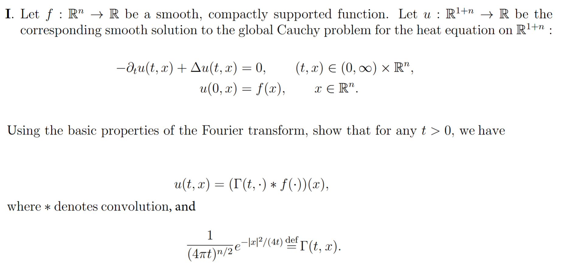 Solved I. Let f:Rn→R be a smooth, compactly supported | Chegg.com