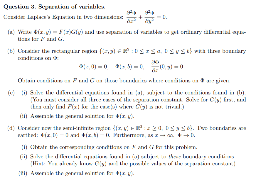 Solved Question 3. Separation of variables Consider | Chegg.com