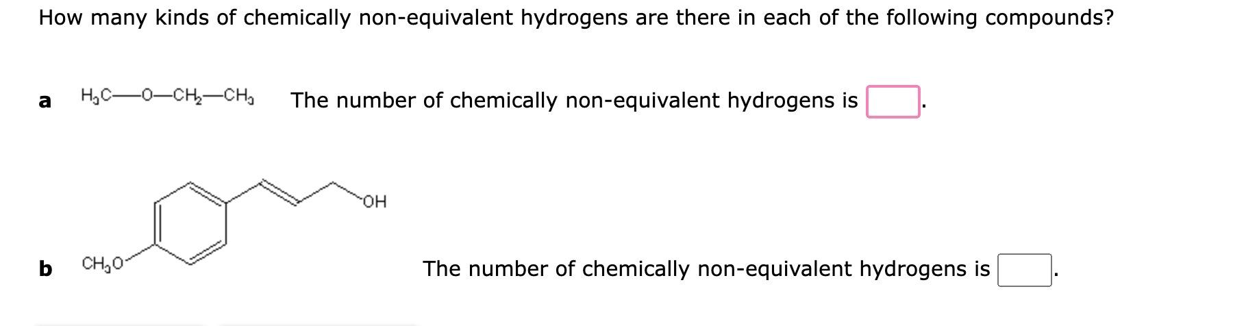 Solved How many kinds of chemically non-equivalent hydrogens | Chegg.com
