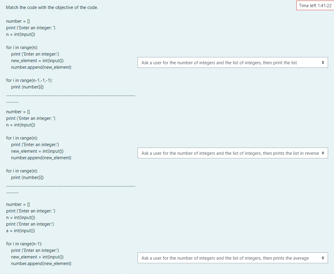 Solved Match the code with the objective of the code. Time | Chegg.com